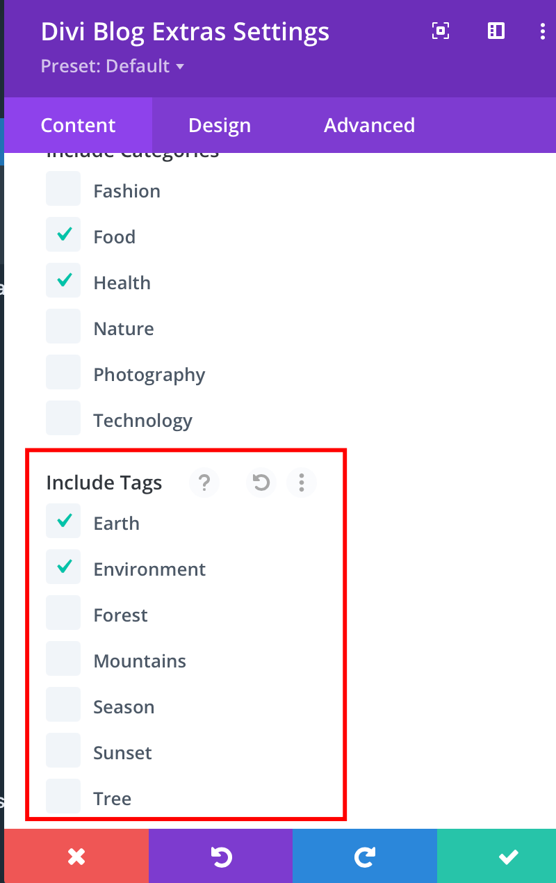 Enable tags - Divi Extended Documentation