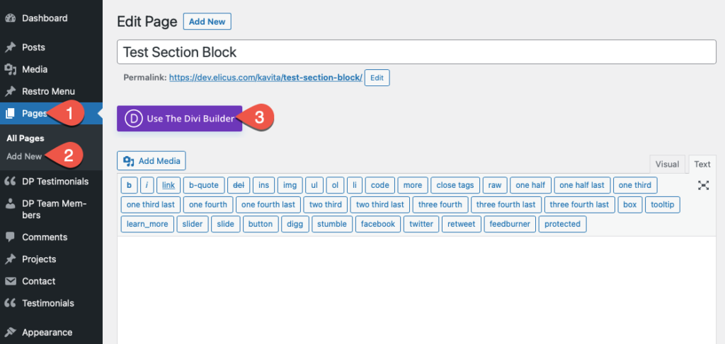 Section blocks - Divi Extended Documentation