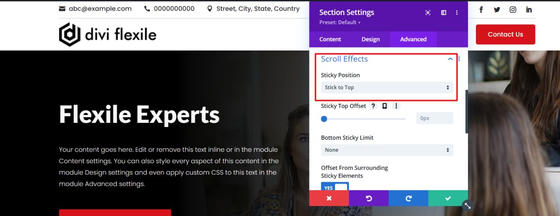 How to make the Flexile headers a sticky menu? - Divi Extended ...