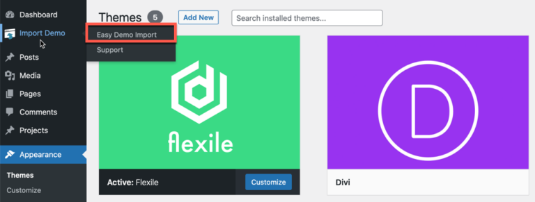 One-click demo import - Divi Extended Documentation