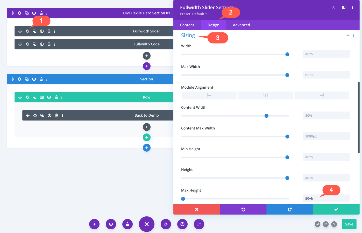 Change the height of hero #1 from 100% to 50% - Divi Extended Documentation