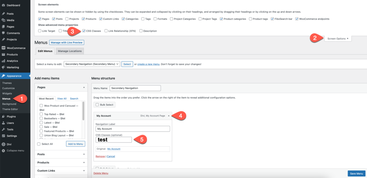 How To Add Custom Css Class To A Menu Item In Wordpress Divi Extended Documentation 1866