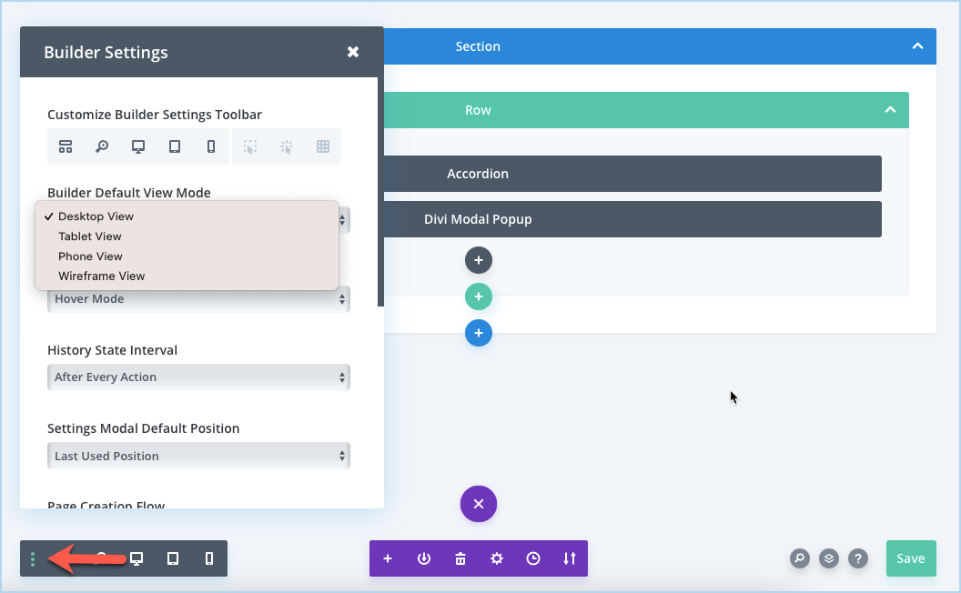 How to set desktop view as default Visual Builder mode - Divi Extended ...