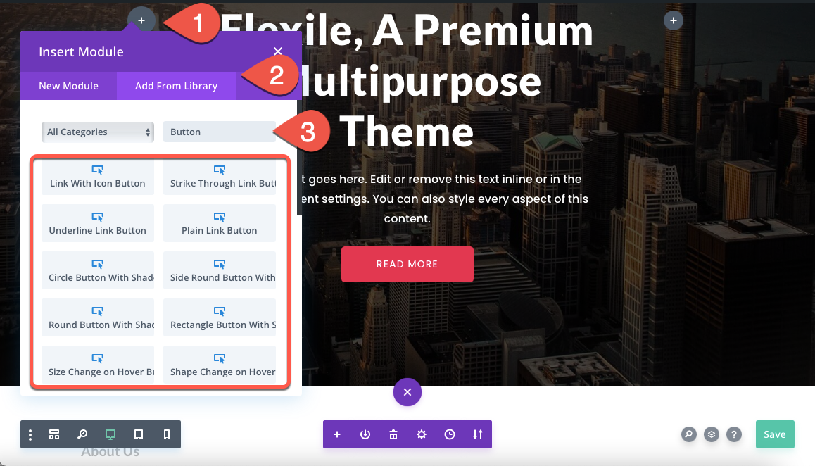 How to use flexile button layouts - Divi Extended Documentation