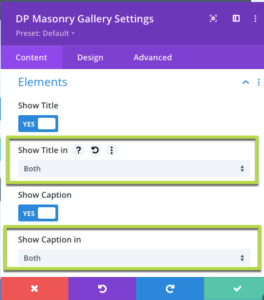How to display title and caption on overlay in DP masonry gallery - Divi Extended Documentation