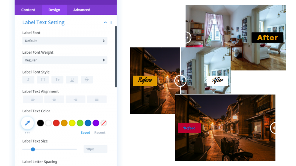 How to use before and after slider module in Divi with examples