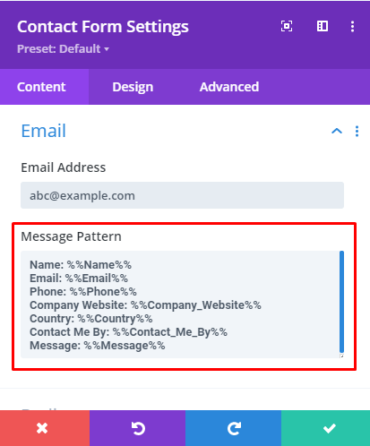 How to create custom Divi contact form message pattern - Divi Extended