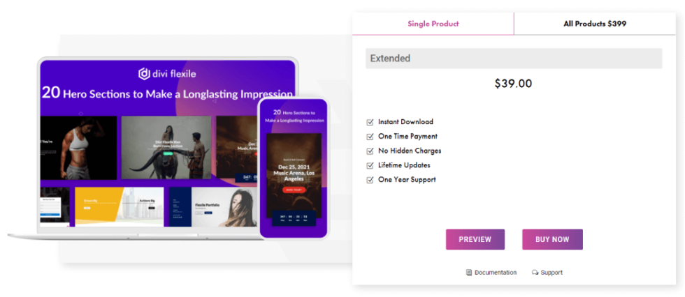 Divi Flexile Hero Sections - A pack of Ultimate Divi Hero Sections