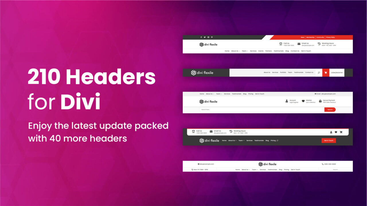 Enjoy the Latest Headers for Divi 1.12 Update Packed with 40 More ...